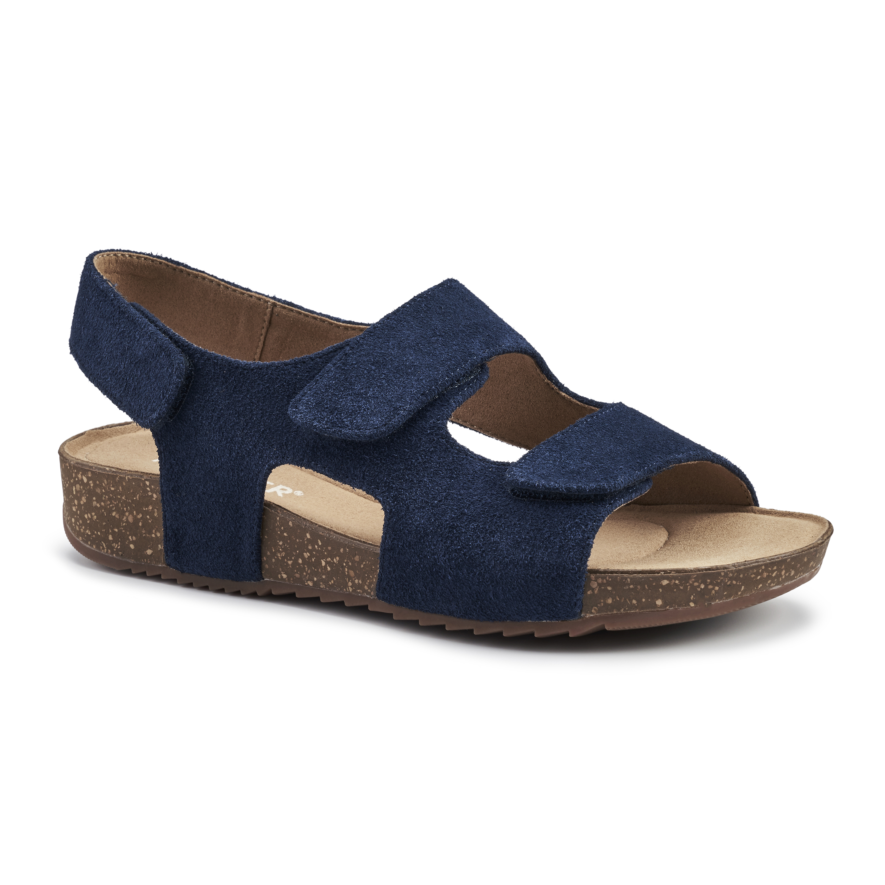 Denim Navy | Women’s Suede Sandals With Cork Sole | Explore Sandals ...