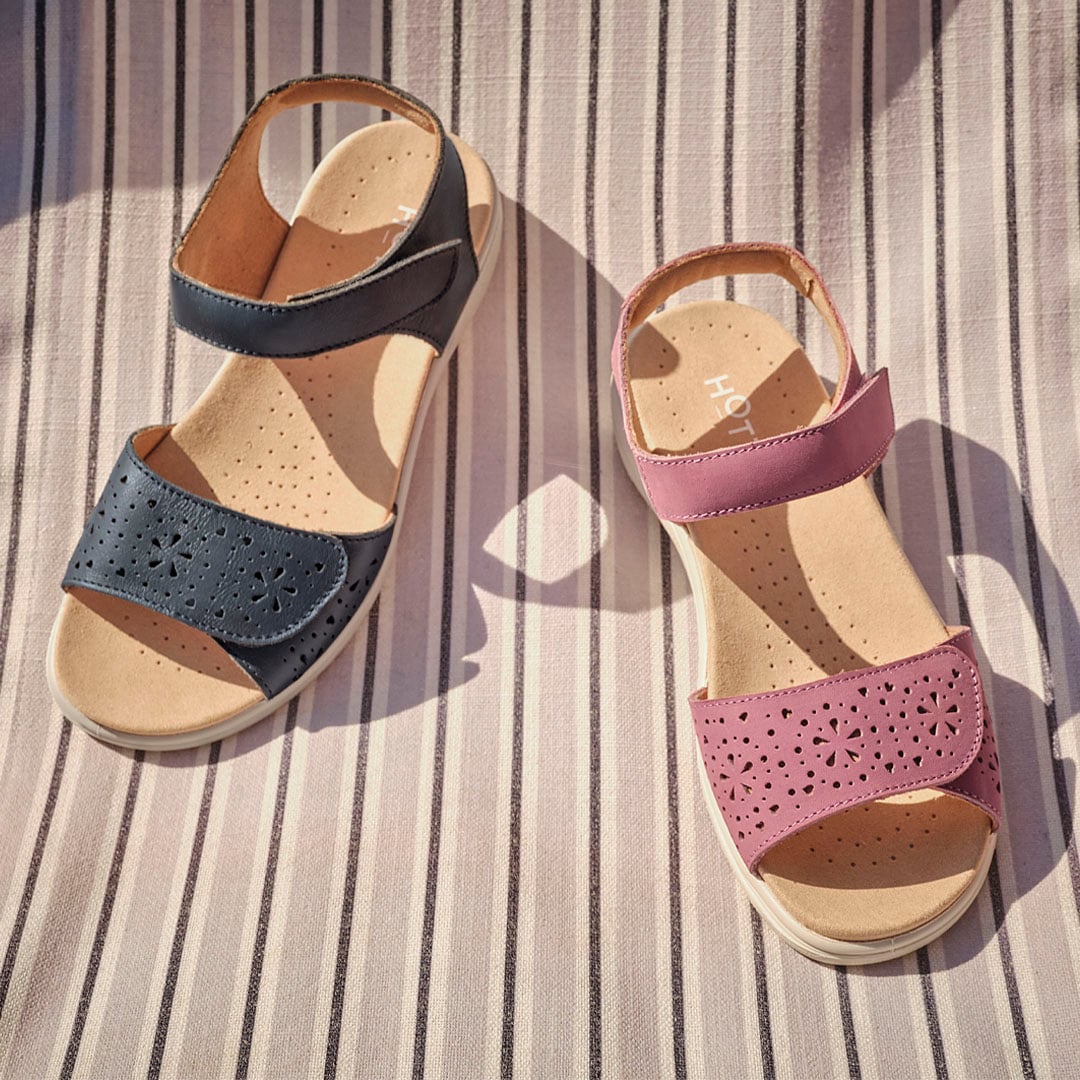 Denim Navy | Women’s Flat Sandal With Adjustability | Leah II Sandals ...